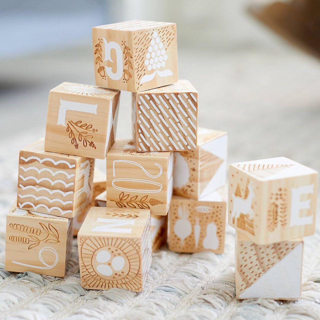 Etched Educational Keepsake Wooden Baby Blocks + Reviews | Crate & Kids