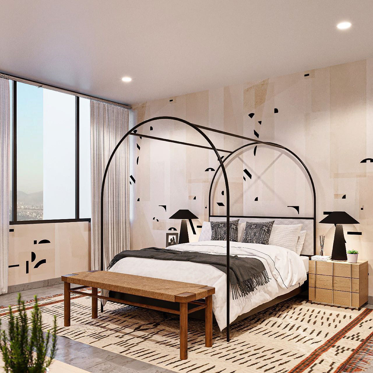 Canyon Arched Canopy Bed with Upholstered Headboard by Leanne Ford ...