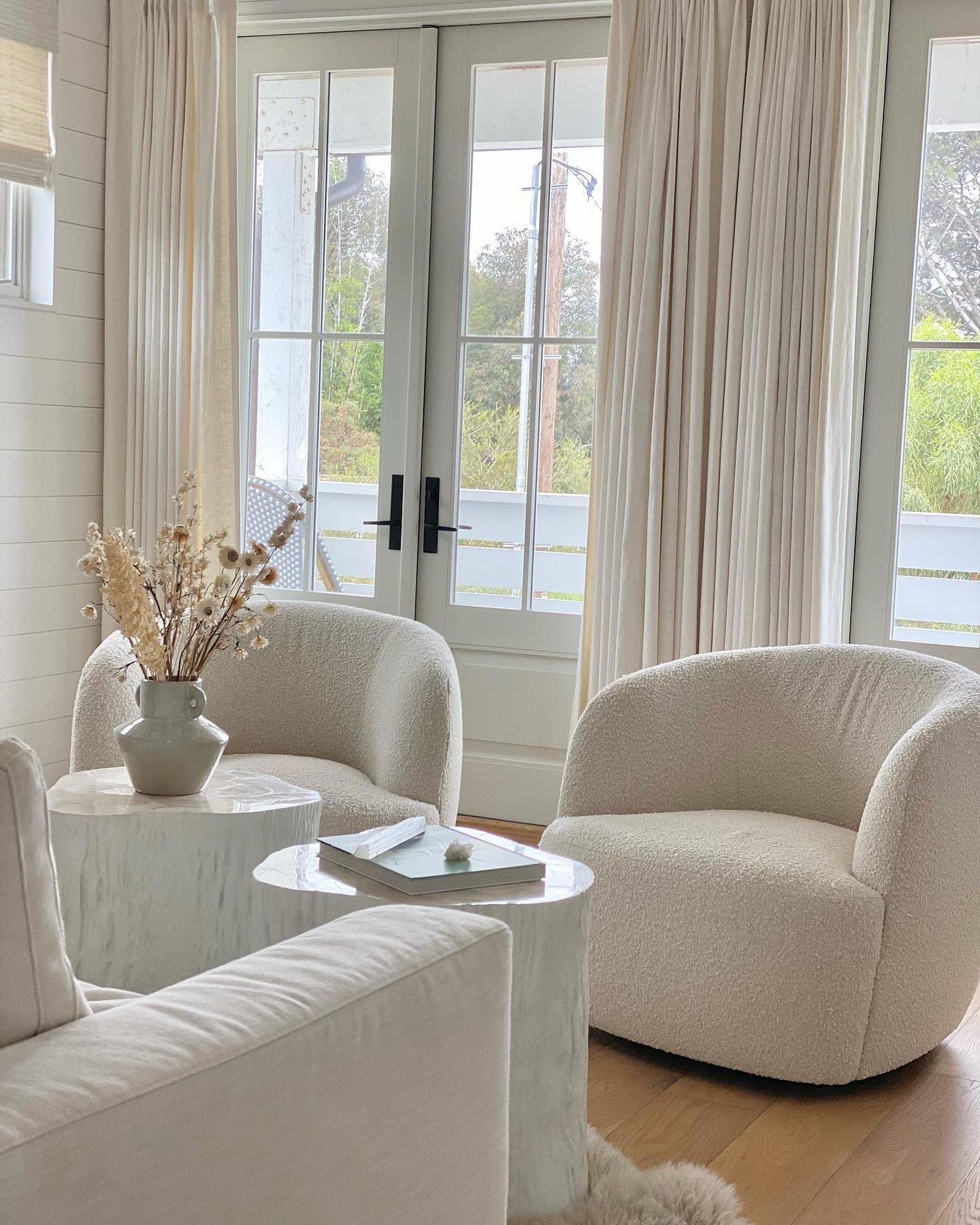 Gwyneth Ivory Boucle Swivel Chair by goop + Reviews | CB2