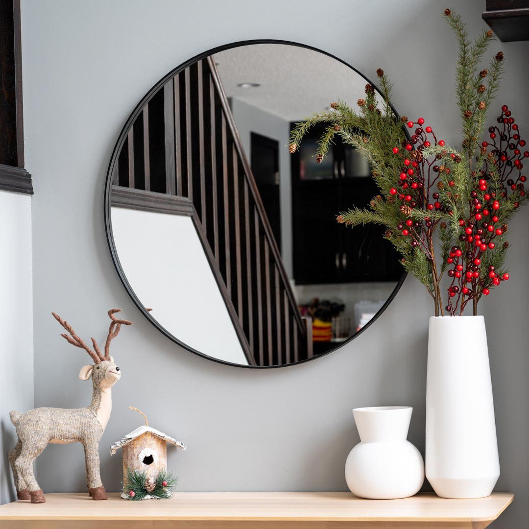 Edge Black Round Wall Mirror 48" | Crate & Barrel