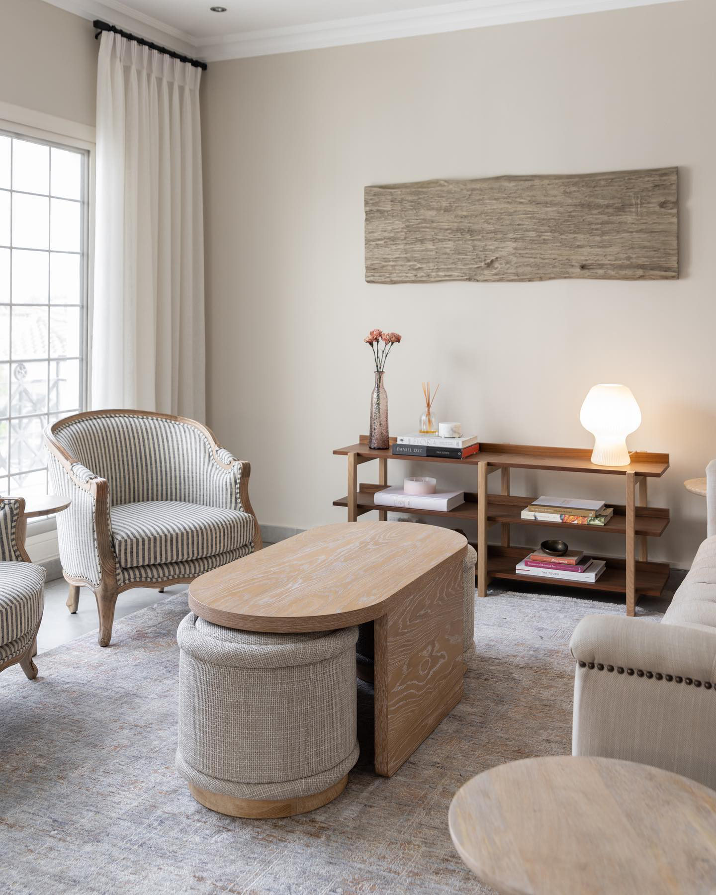 Union Oval Nesting Coffee Table with Stools | Crate & Barrel