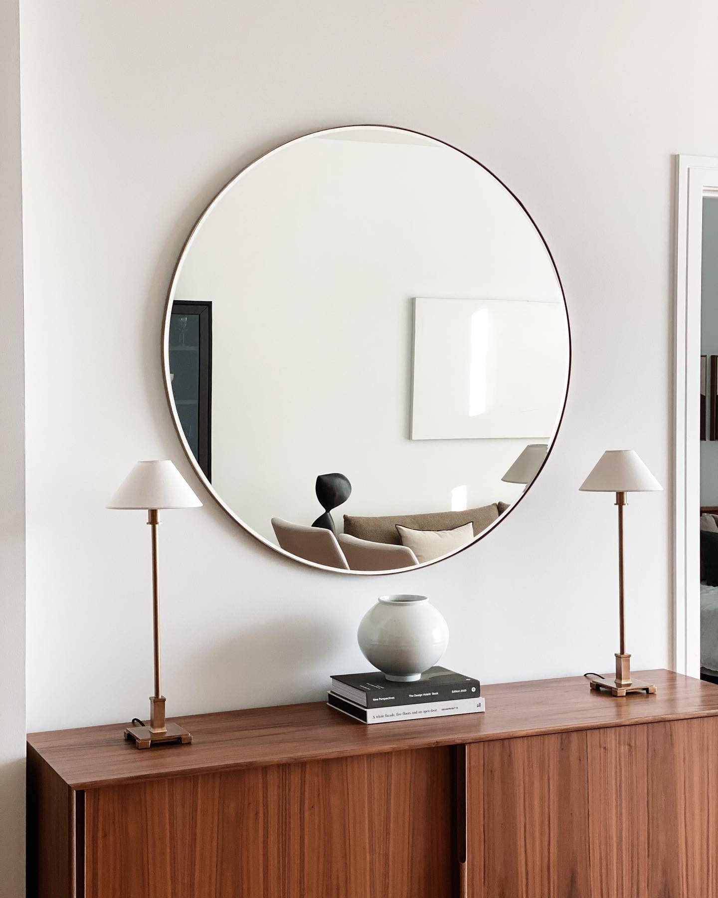 Edge Black Round Wall Mirror 48" + Reviews | Crate & Barrel
