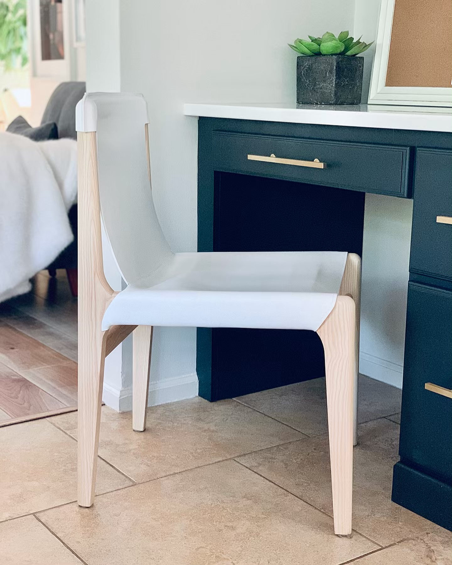 Burano White Leather Sling Dining Chair + Reviews | CB2