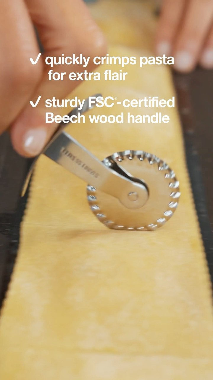 Crate & Barrel Fluted Pastry Cutter Wheel with Beechwood Handle ...