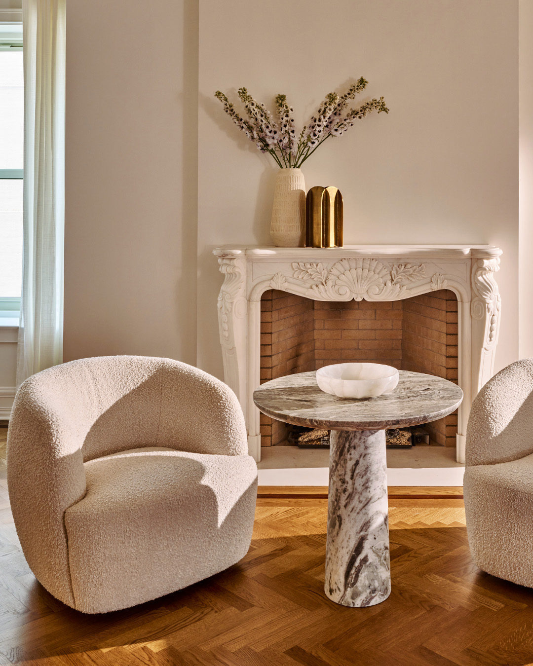 Babylon 30" Round Torrento Grey Marble Bistro Table | CB2