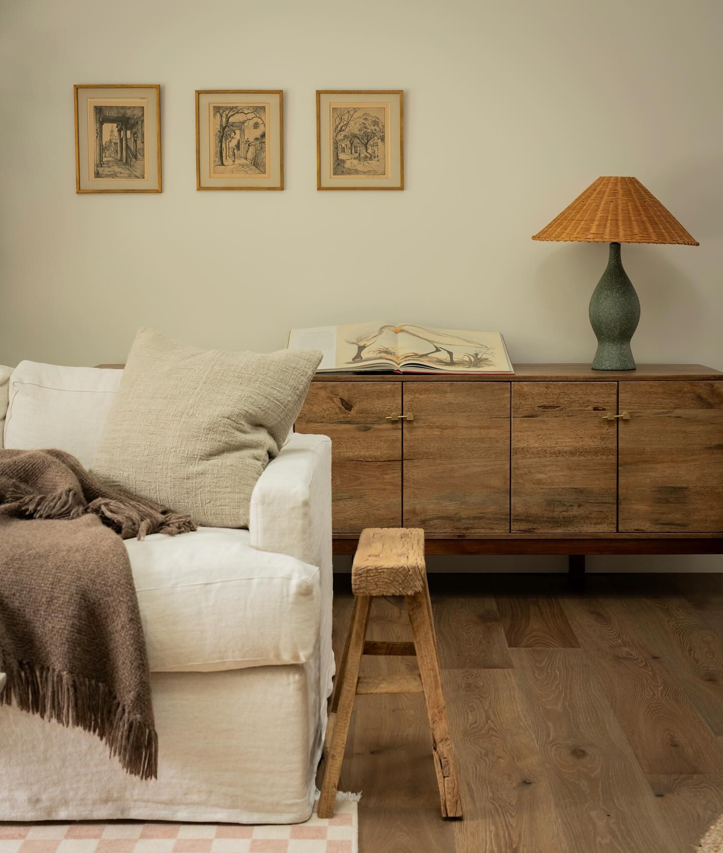 Courbe Green Ceramic Table Lamp with Rattan Shade by Athena Calderone ...